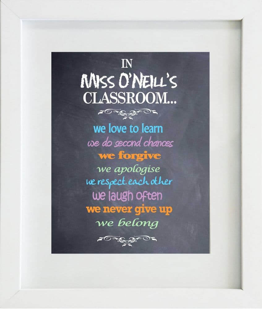 Thank You Teacher Classroom Print Design 1
