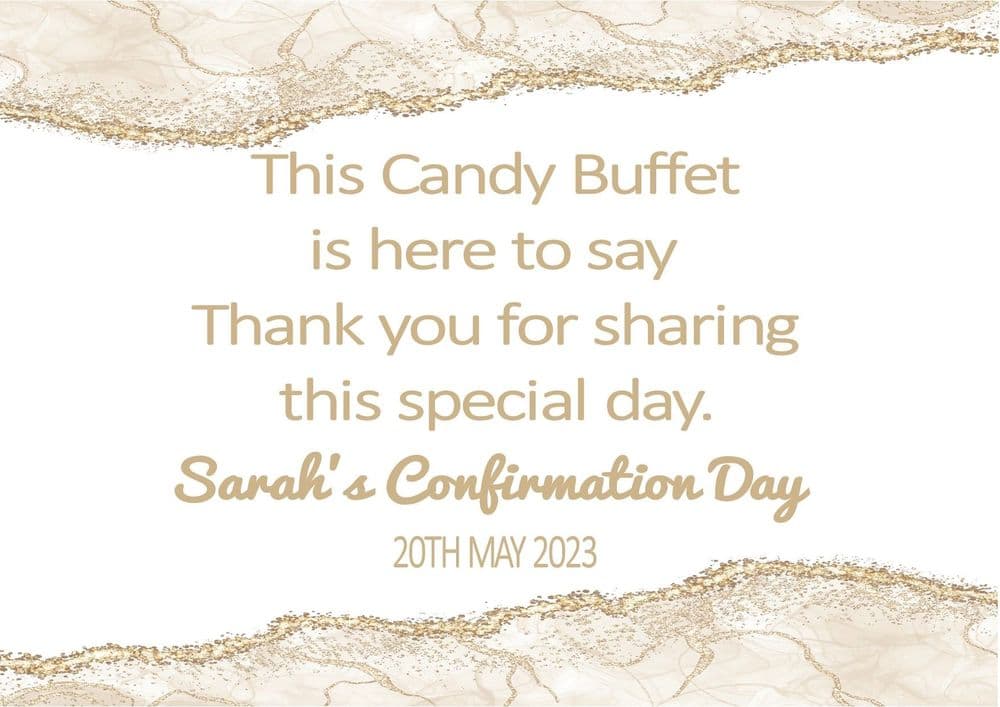 White & Gold Confirmation Table Sign