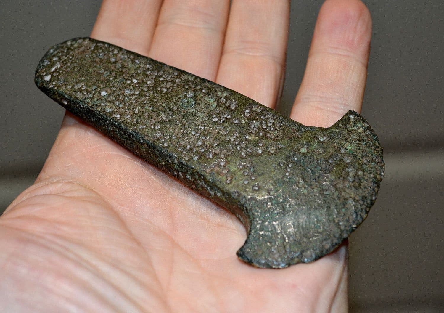 A good and rare Early Bronze Age bronze flat axe with splayed semi ...