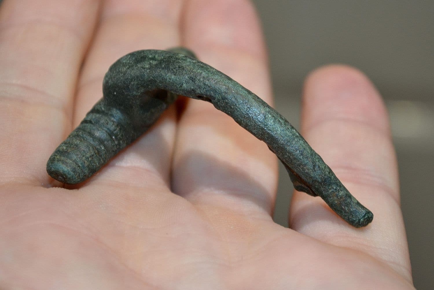 A large and impressive Roman bronze "Dolphin" fibula brooch from the ...