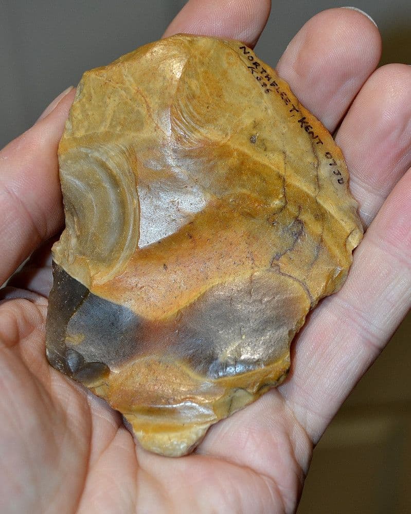 A large and very attractive Neanderthal "Levallois" banded flint flake ...