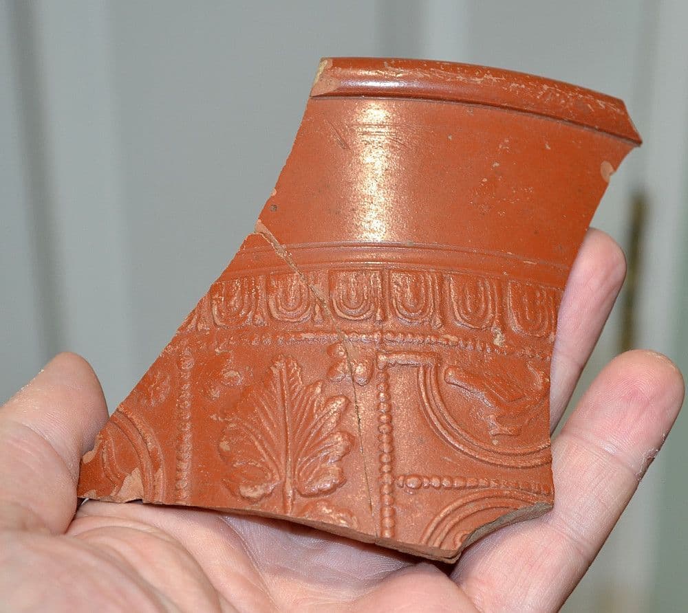 A large and very nice quality Roman "Samian Ware" decorative glazed ...