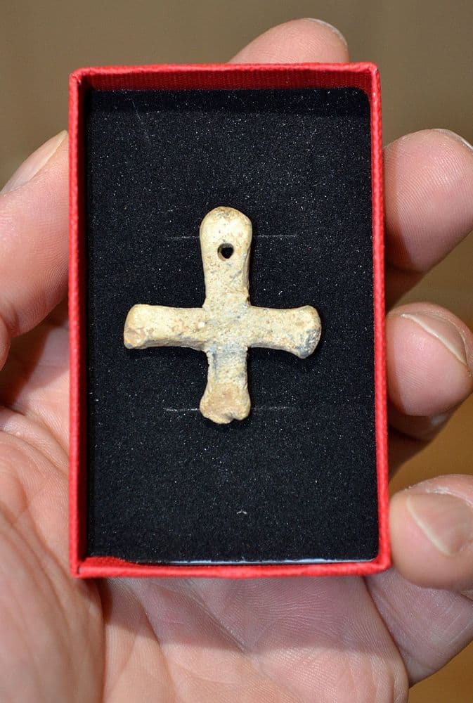 A large excellent and still wearable Medieval lead Cross Crucifix ...