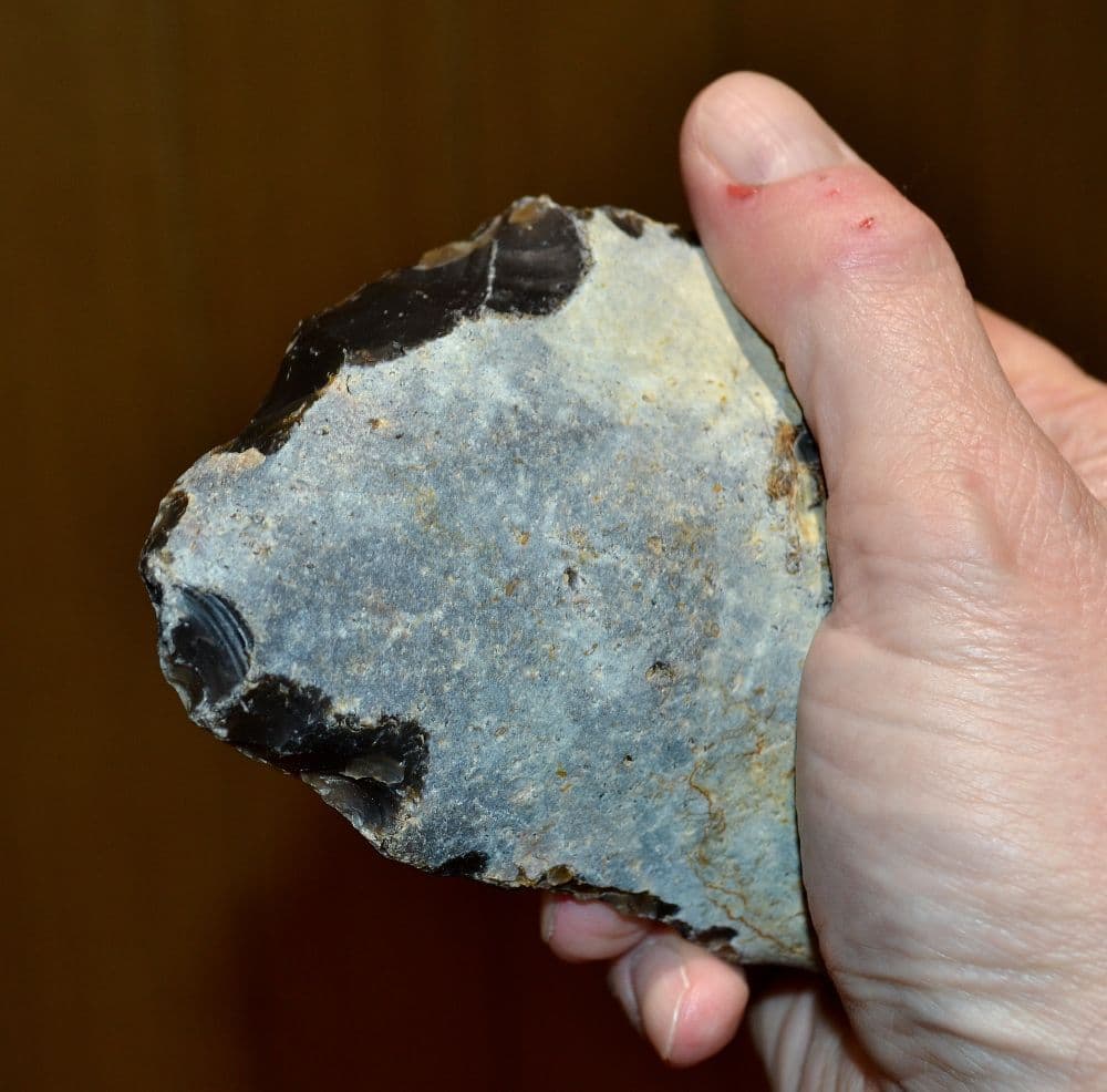 A large & excellent Paleolithic Neanderthal unifacial flint hand axe Lynford Quarry Norfolk SOLD