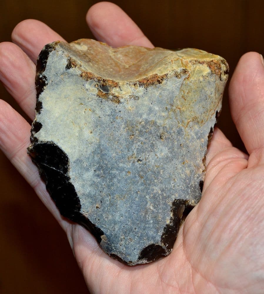 A large & excellent Paleolithic Neanderthal unifacial flint hand axe Lynford Quarry Norfolk SOLD