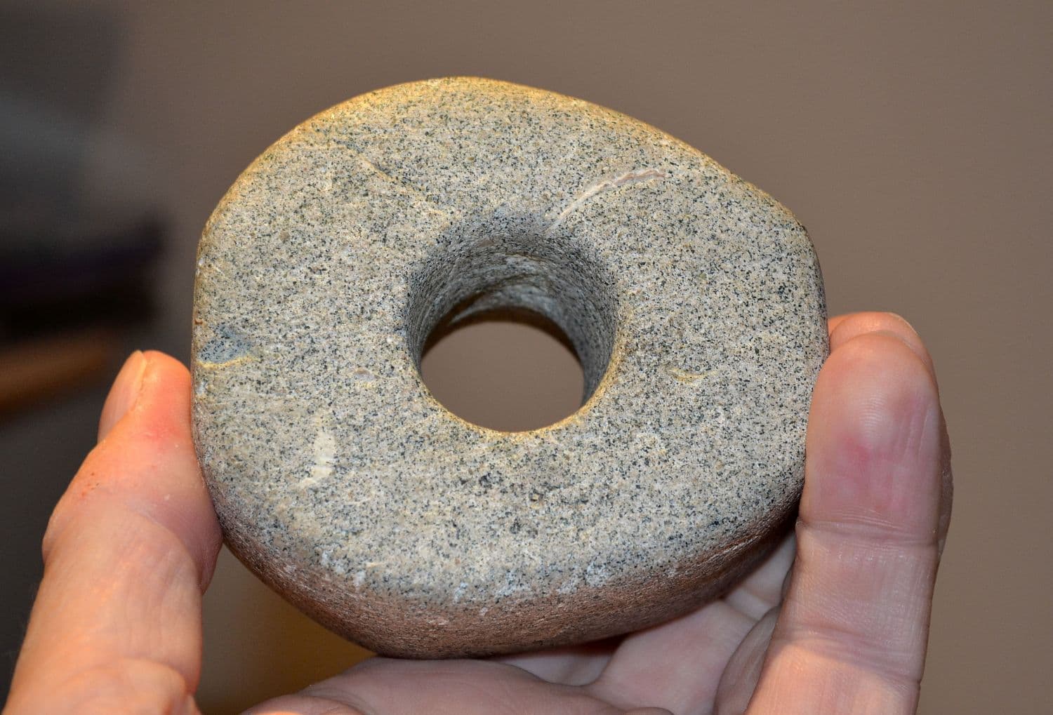 A large heavy and superb Neolithic Granite perforated stone Macehead ...