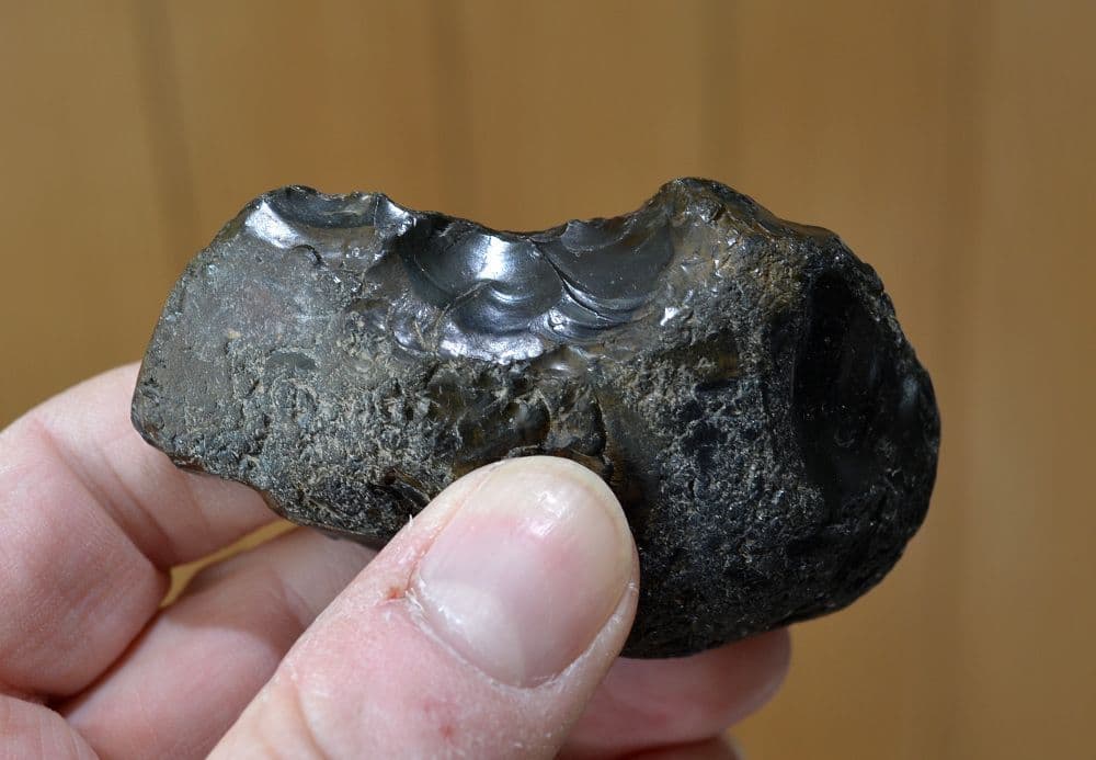 A large Lower Paleolithic "Clactonian" "Concave" flint flake scraper ...