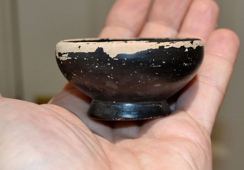 A nice Ancient Greek glazed terracotta pedestalled Salt Bowl Salter ...