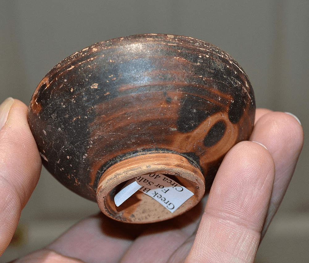 A nice Ancient Greek glazed terracotta pedestalled Salt Bowl Salter ...