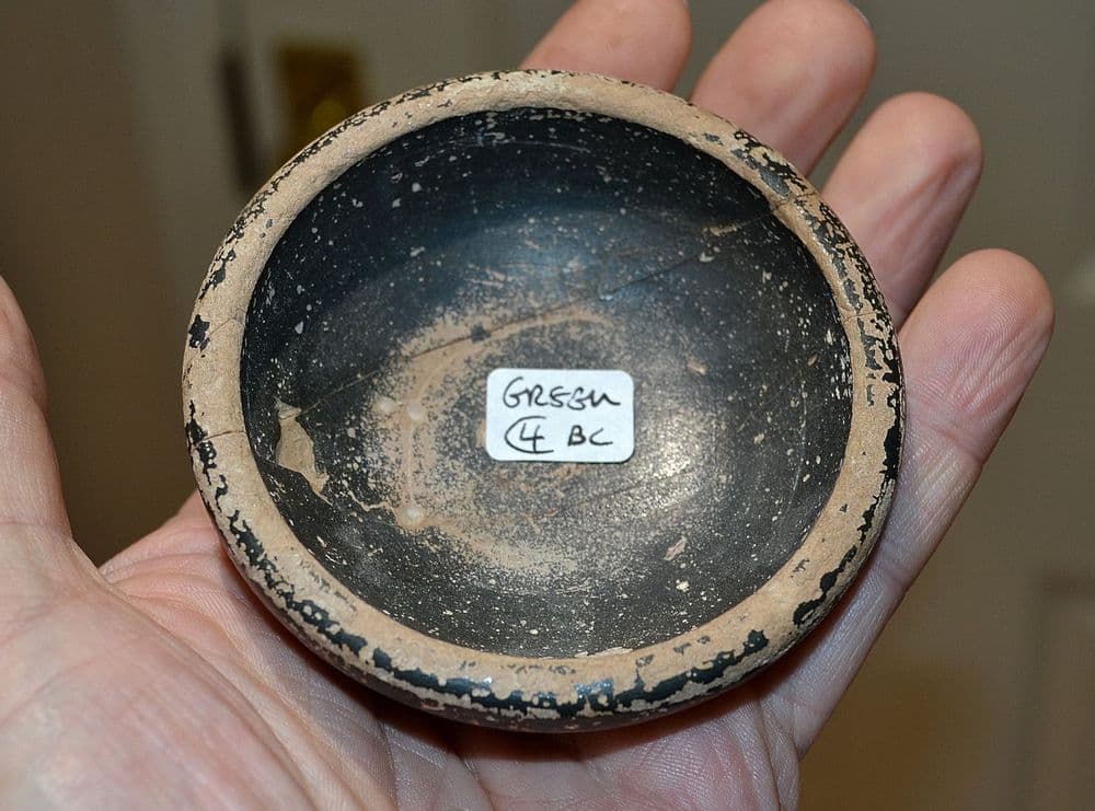 A nice Ancient Greek glazed terracotta pedestalled Salt Bowl Southern ...