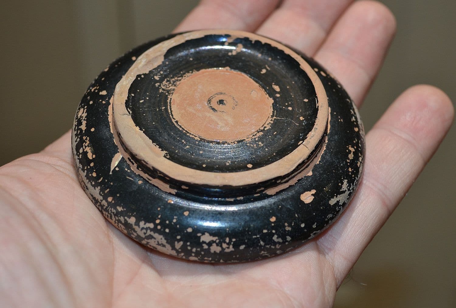 A nice Ancient Greek glazed terracotta pedestalled Salt Dish Salter ...
