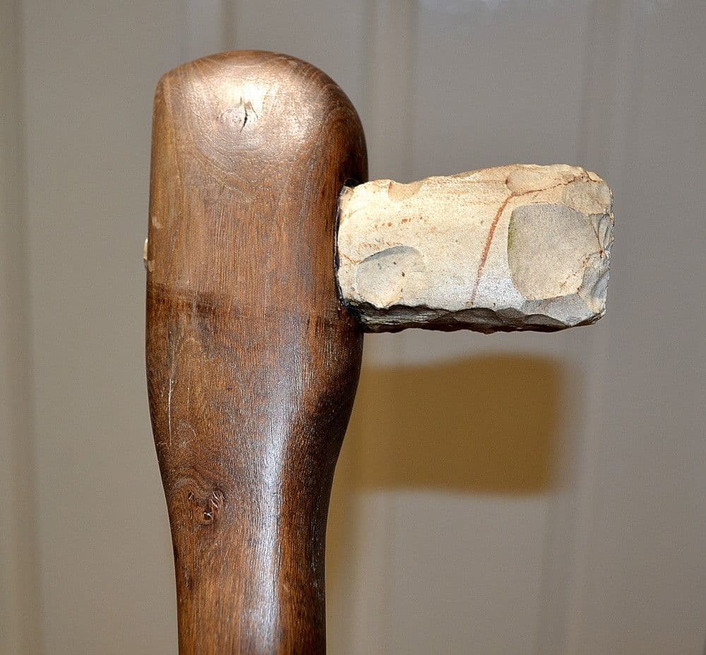 A nice Neolithic Danish flint axe re-hafted in a prototypical antique ...