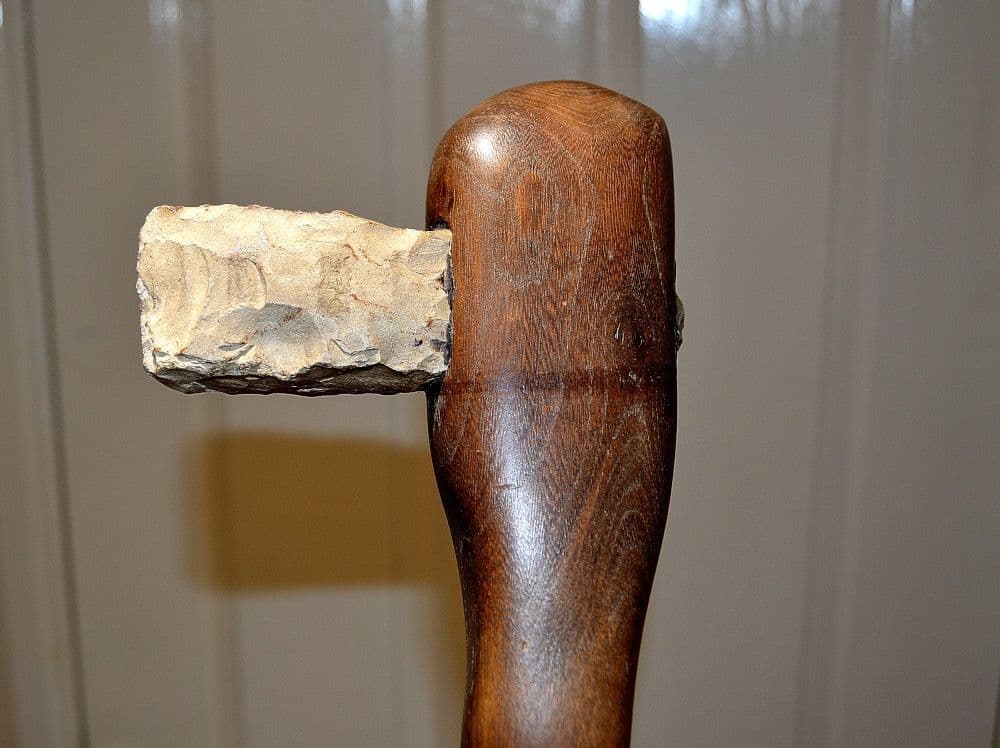 A nice Neolithic Danish flint axe re-hafted in a prototypical antique ...