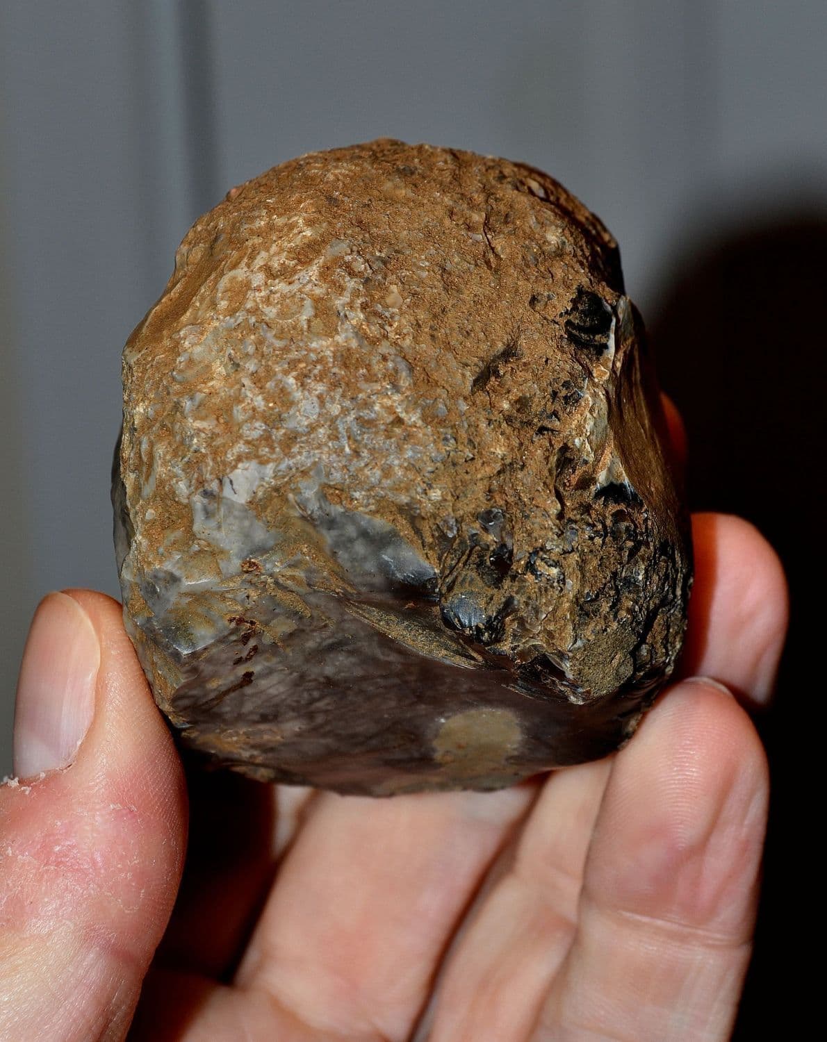 A nice Neolithic flint hammerstone from Great Barton Suffolk
