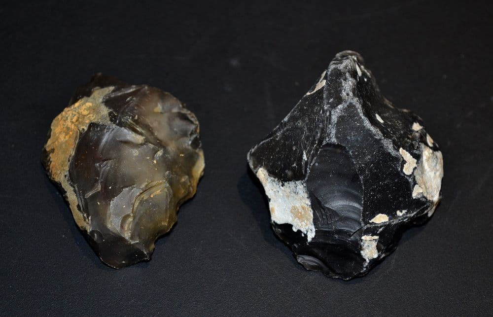 A pair of early Lower Paleolithic " flint core / flake tools ...