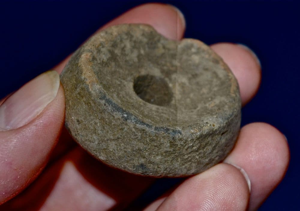 A pair of large Anglo Saxon pottery Spindle Whorls & x28;for spinning ...