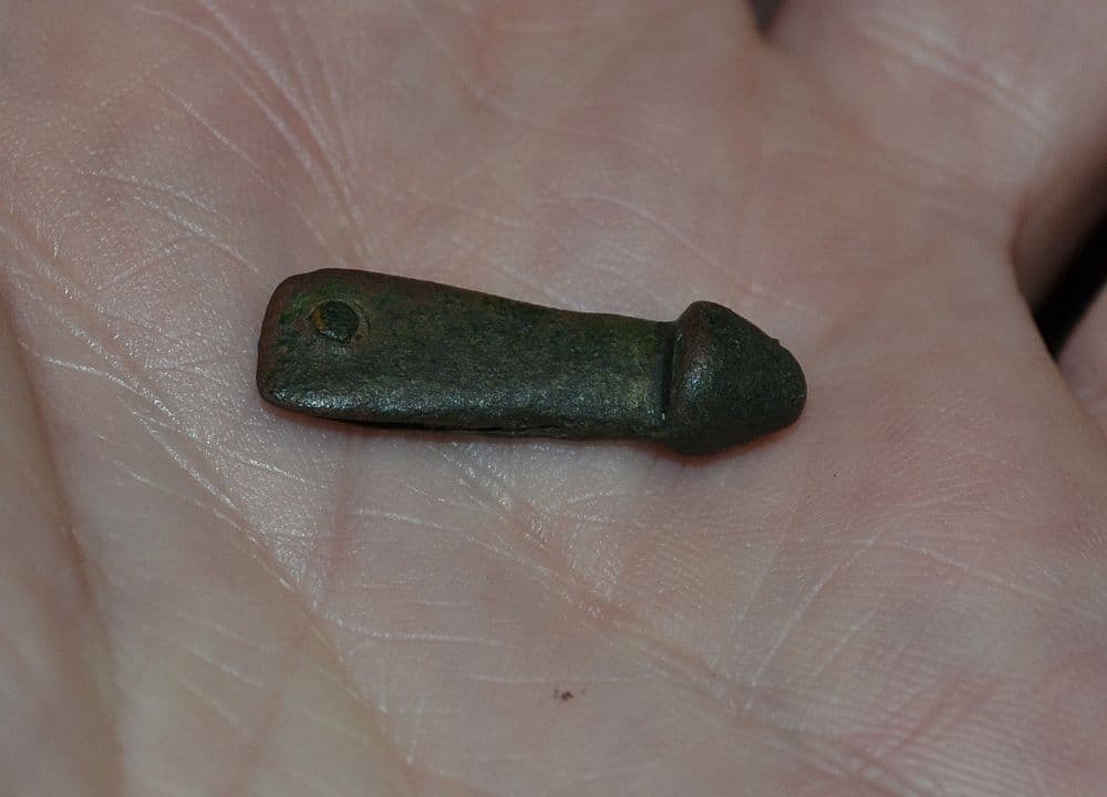 A pleasant and scarce Roman Bronze "Phallic" strapend Norfolk SOLD