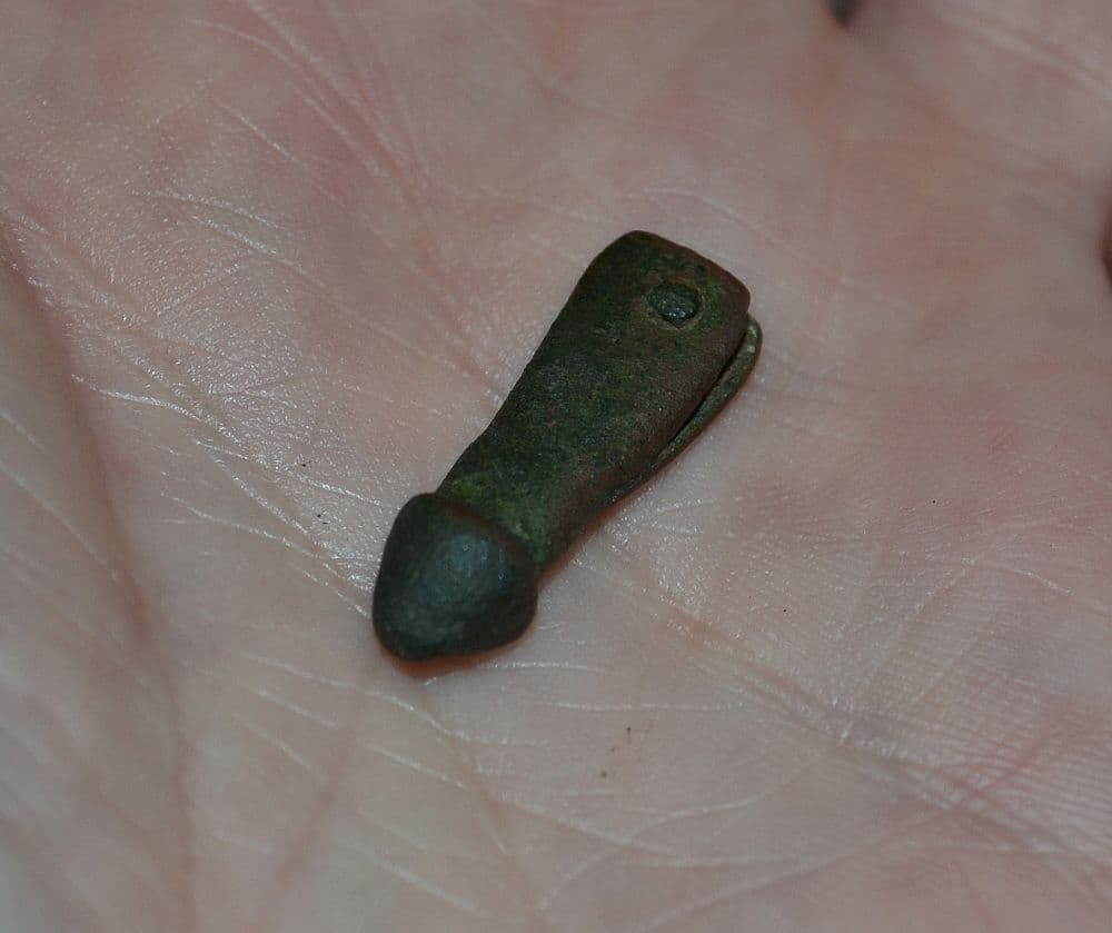 A pleasant and scarce Roman Bronze "Phallic" strapend Norfolk SOLD