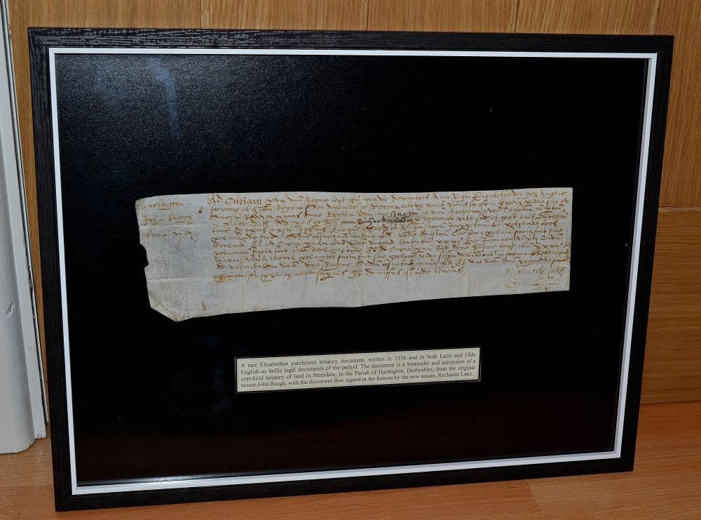 A rare and excellent framed parchment tenancy document from the reign ...