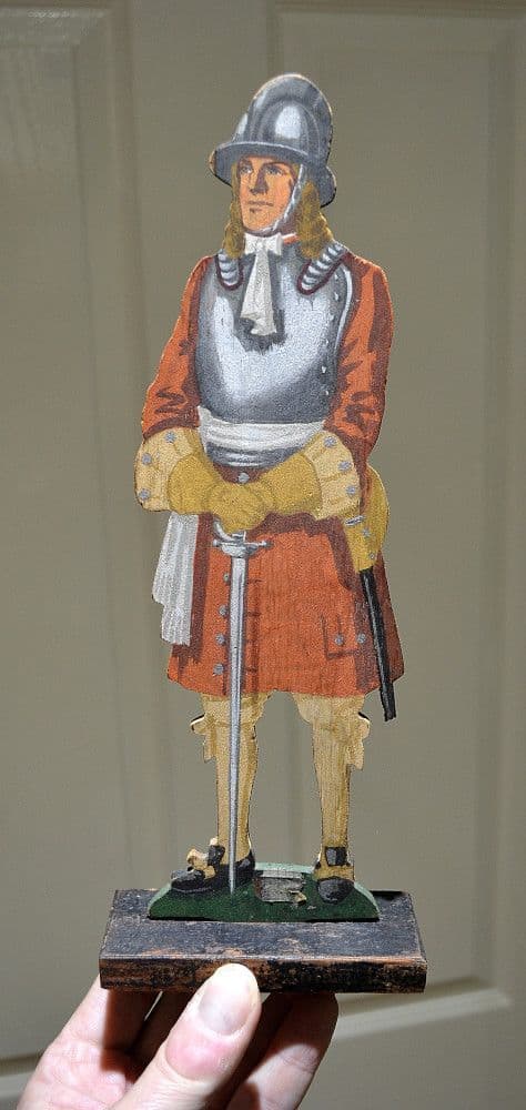 A rare pair of hand made & painted wooden military figures by Lt E V ...