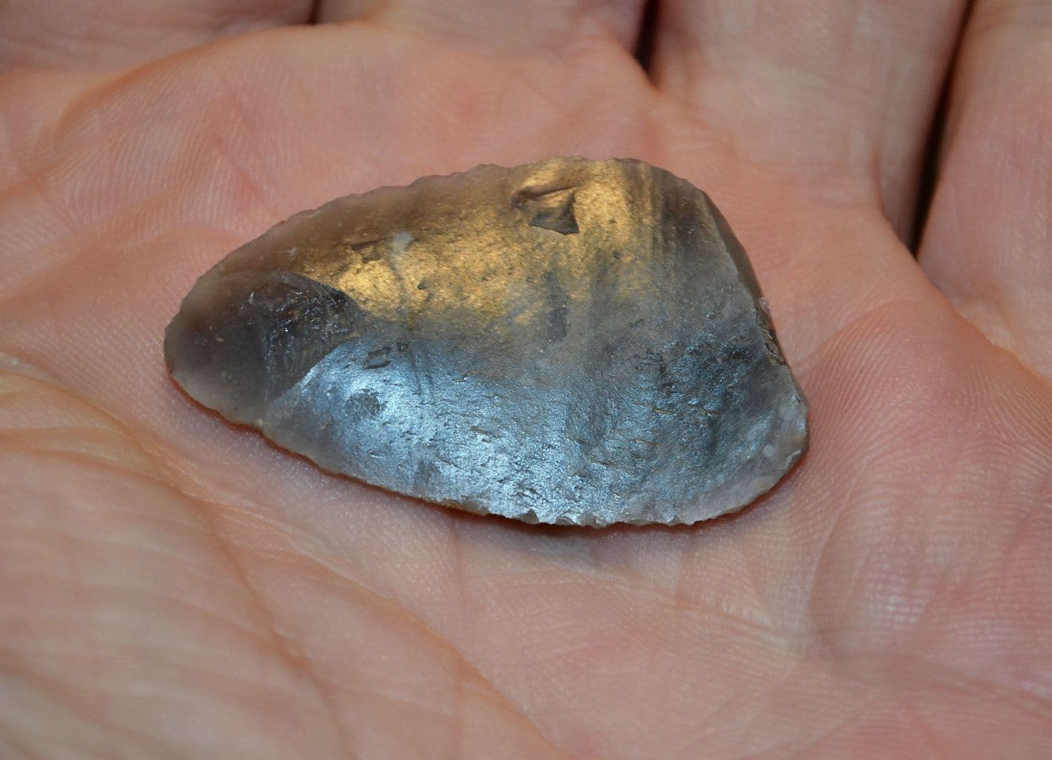 A small but beautifully pressure flaked Neolithic ovate flint knife ...