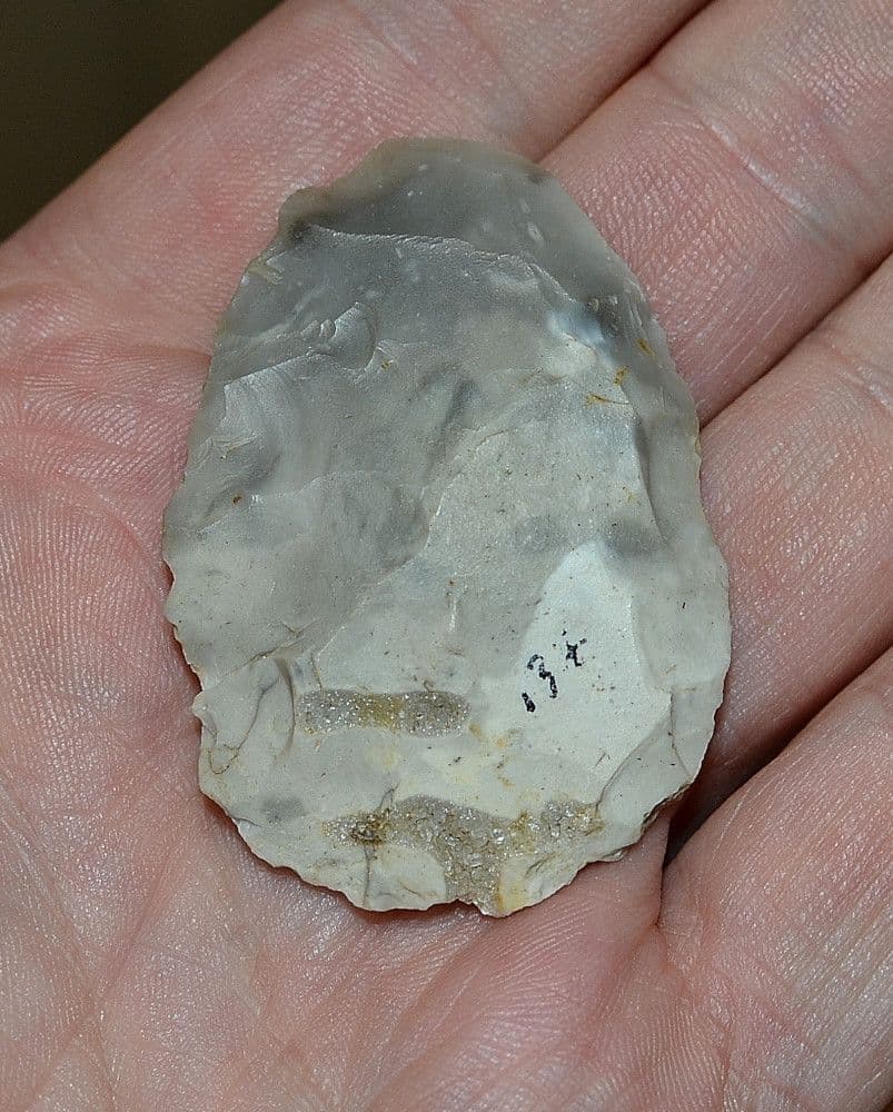 A superb well worked Neolithic flint scraper / knife tool & Quartz ...