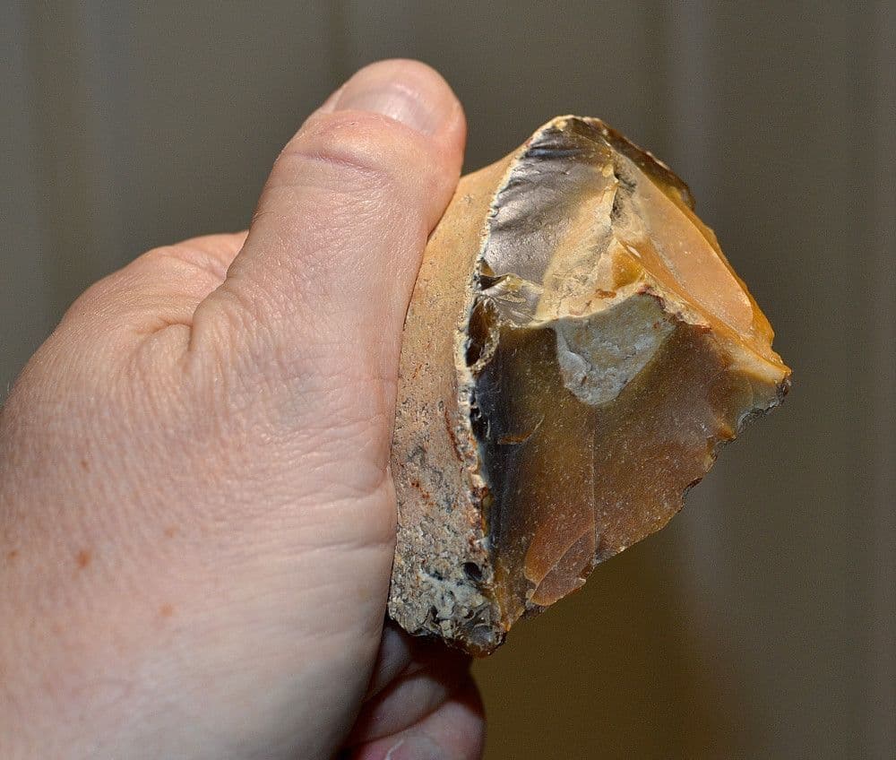 An excellent Lower Paleolithic unifacial flint pebble chopper High ...