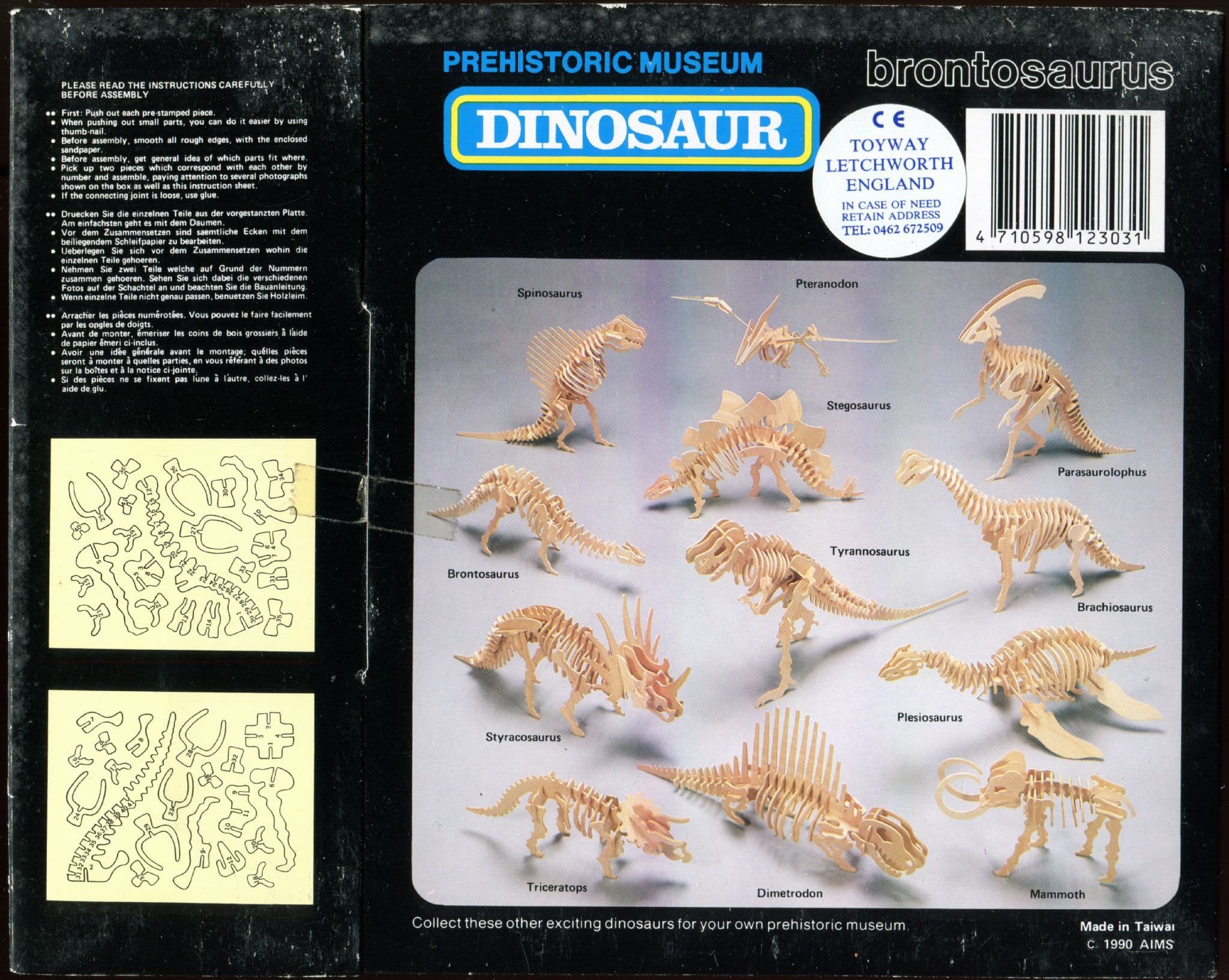 Aims Toys Animal Skeleton Wooden Assembly Kit No 2303 Brontosaurus