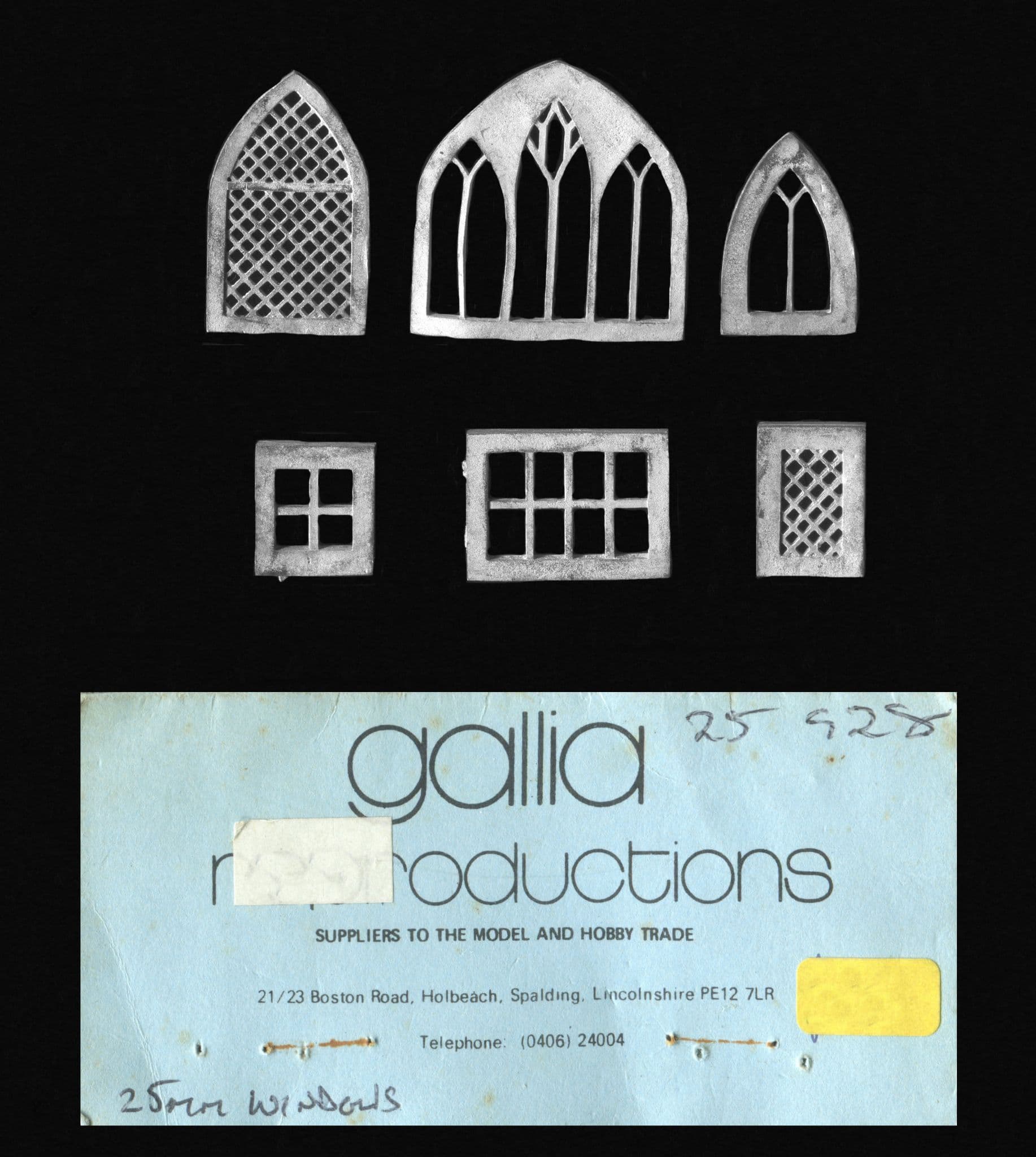 Gallia Reproductions 25mm Scale 25G28 Assorted Windows x 6