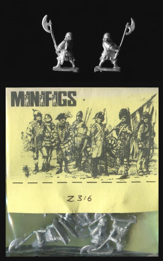 Minifigs 15mm Feudal Europe Z316 Infantrymen with Guisarme x 6 figs only