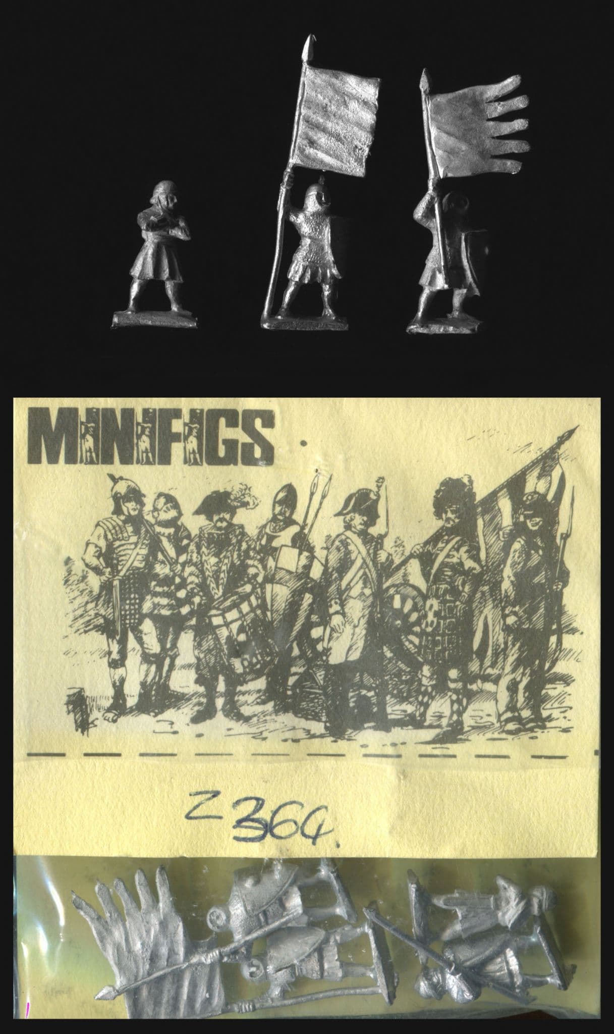 Minifigs 15mm Feudal Europe Z364 Esquire & Sergeant Standard Bearers x 6