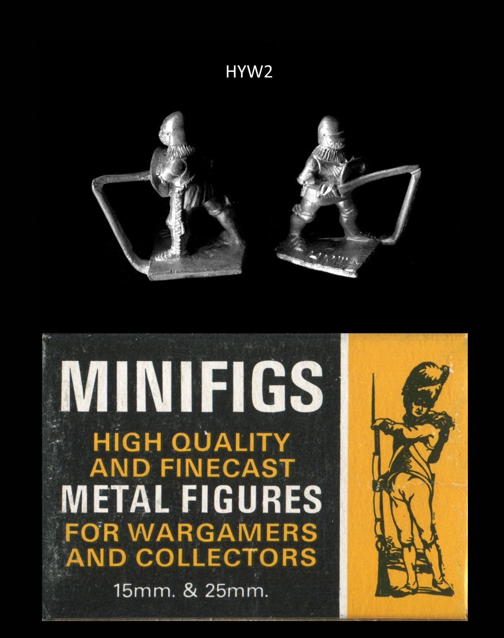 Minifigs Vintage 25mm HYW Range HYW2 Knight Defending x 2