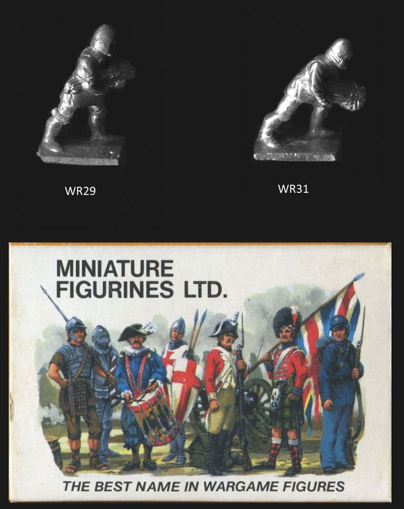 Minifigs Vintage 25mm Medieval WR29 WR31 Siege Crew x 2 figs