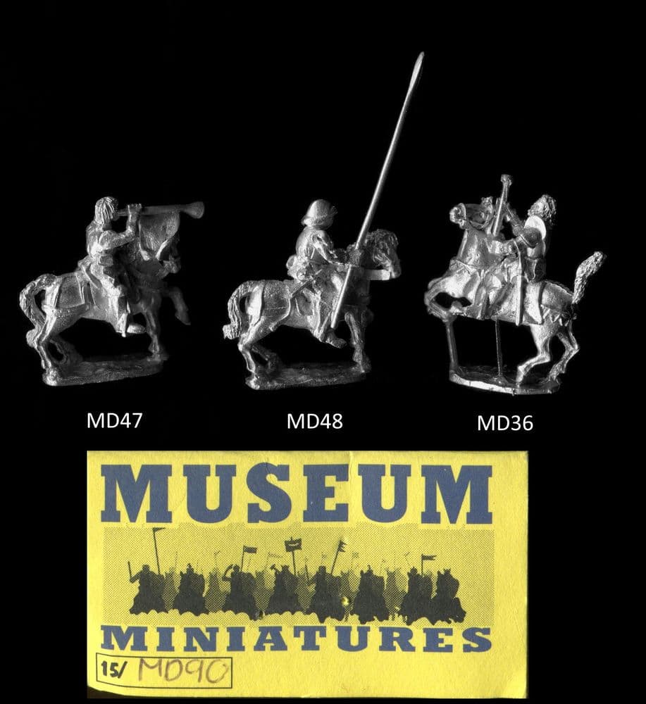 Museum Miniatures 15mm Medieval MD90 Mounted Command x 3