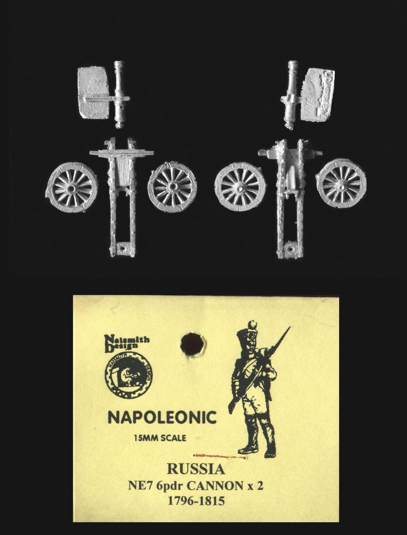 Naismith Design 15mm Napoleonic Russian NE07 6pdr Cannon 1796 1815 2 models