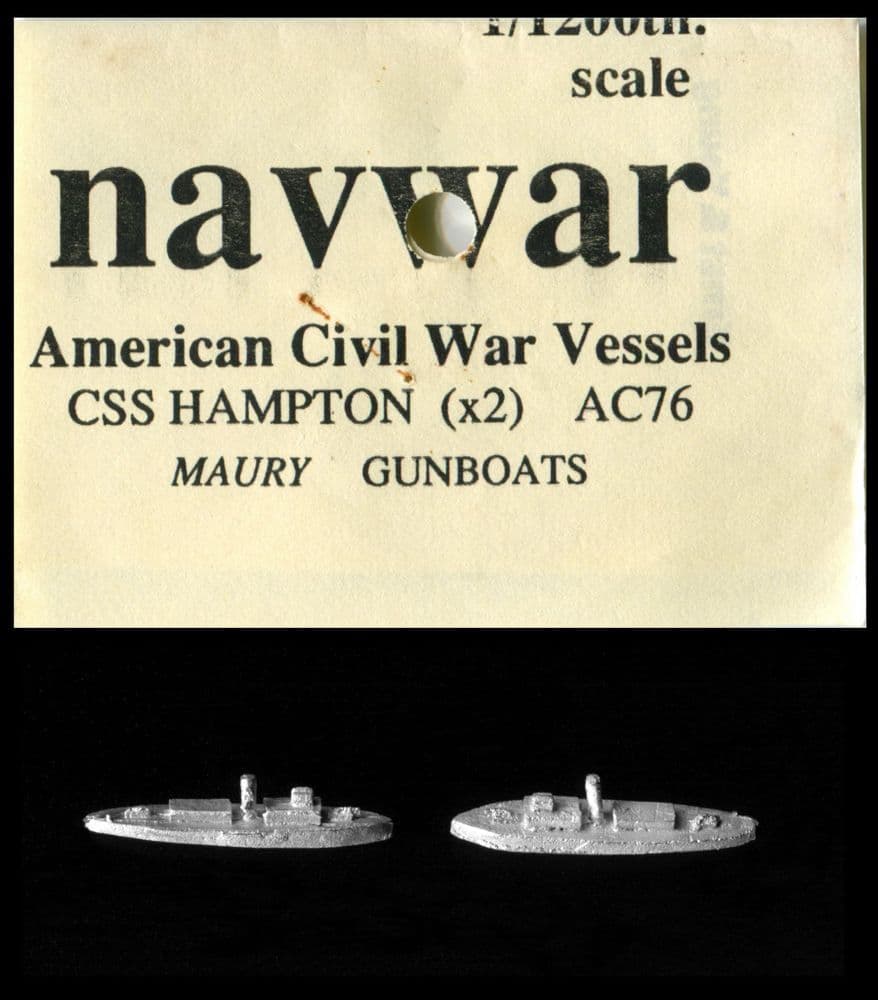 Navwar 1/1200 ACW Naval AC76 CSS Hampton Maury Gunboats x 2