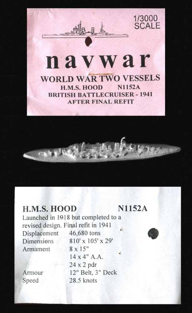 Navwar 1/3000 WW2 Warships N1152A HMS Hood post 1941 Refit x 1