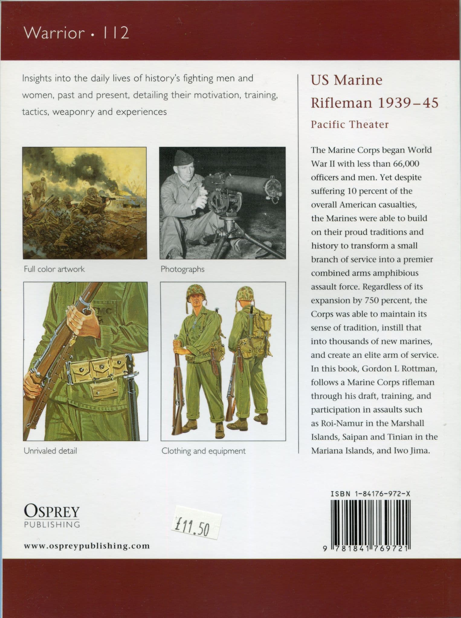 Osprey Warrior WAR 112 US Marine Rifleman 1939-45 Pacific Theater