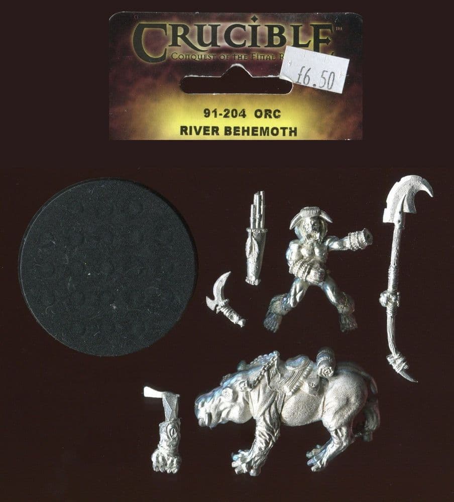 Ral Partha 25mm Crucible 91-204 Orc Riding River Behemoth x 1