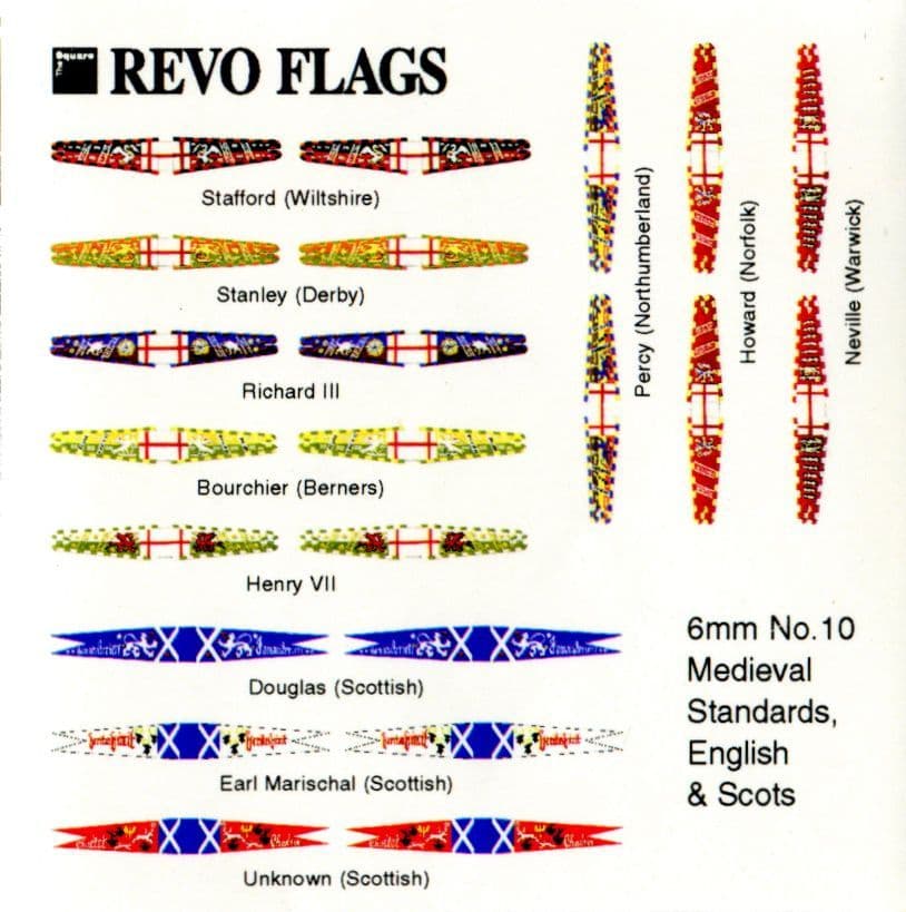 Revo Flags 6mm 1/300 scale Micro 10 Medieval Standards English & Scottish