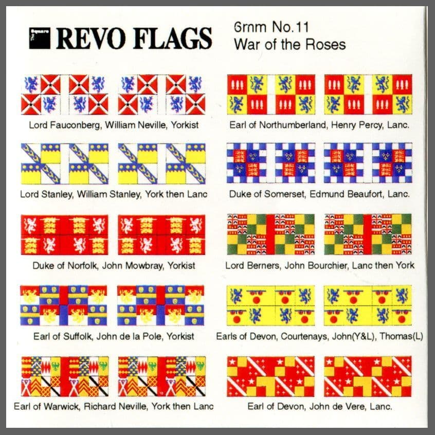 Revo Flags 6mm 1/300 scale Micro 11 Wars of the Roses