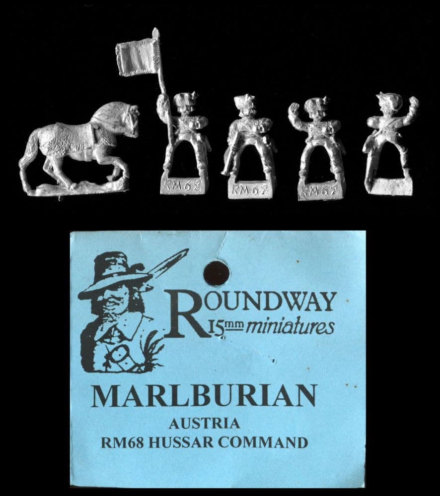 Roundway 15mm Marlburian RM68 Austrian Hussar Command x 4