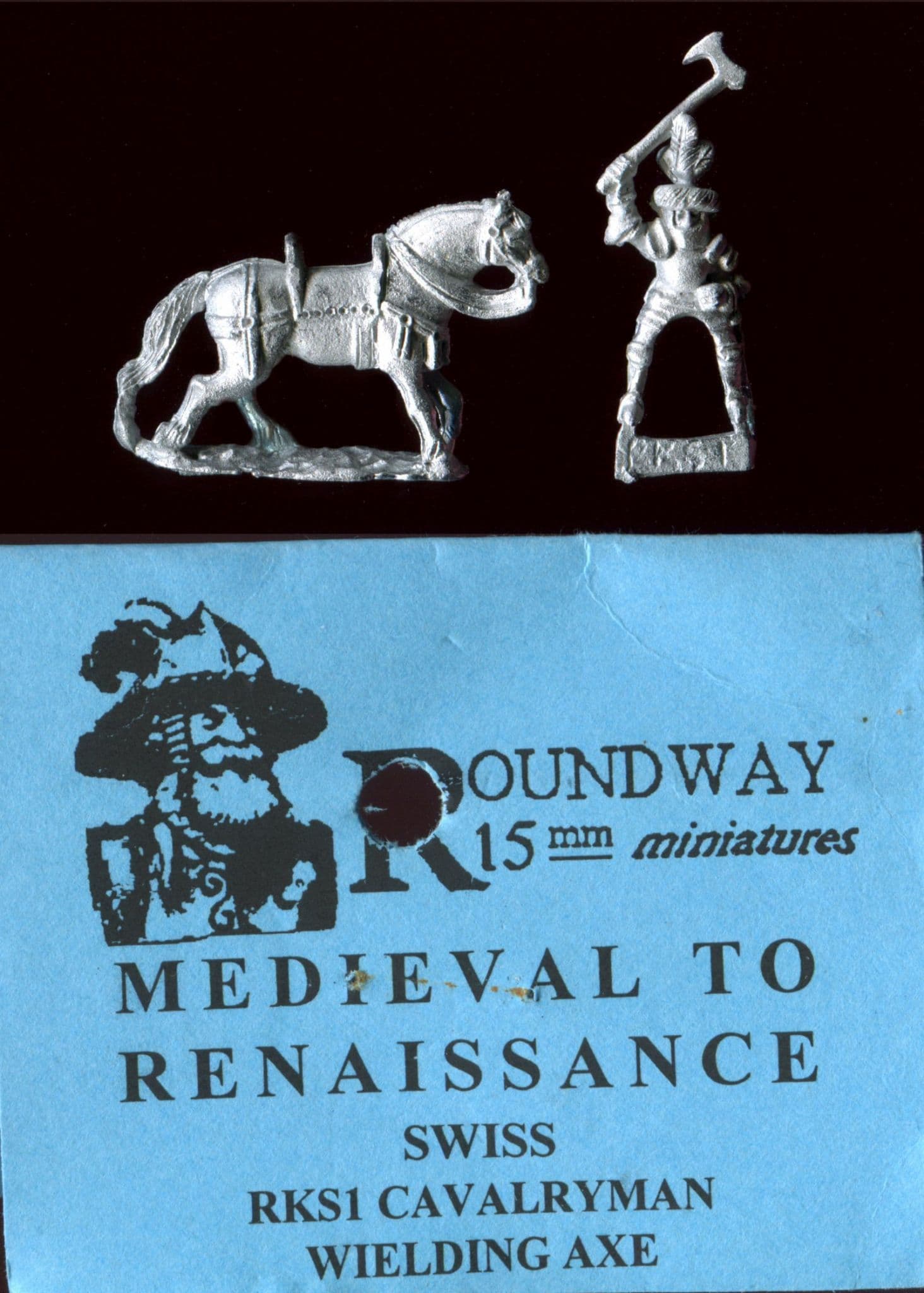Roundway 15mm Renaissance RKS1 Swiss Armoured Cavalry with Axe x 4