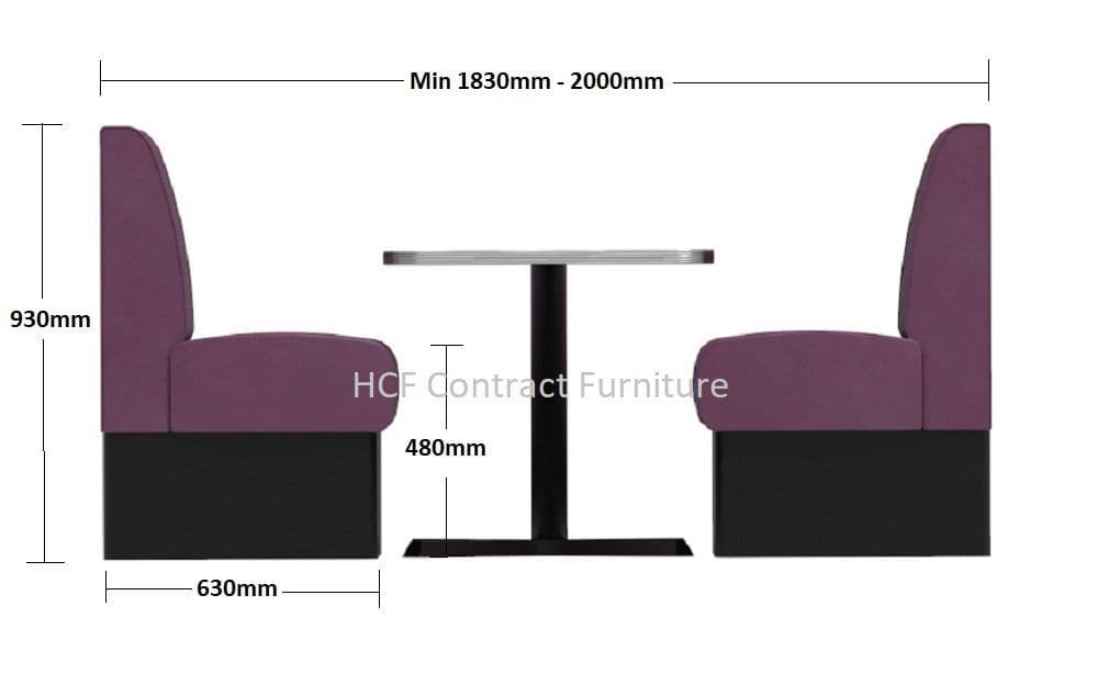 Kansas Fluted 6 Seater Booth Set - Complete with Table