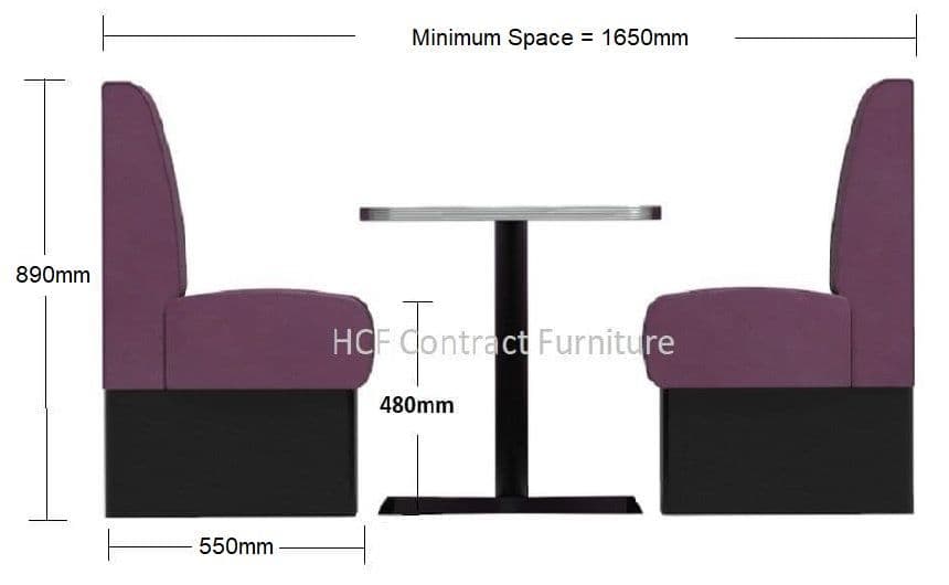 Lifetime Compact Plinth - Fluted - Complete 2 Seater Booth Set - 600mm Wide