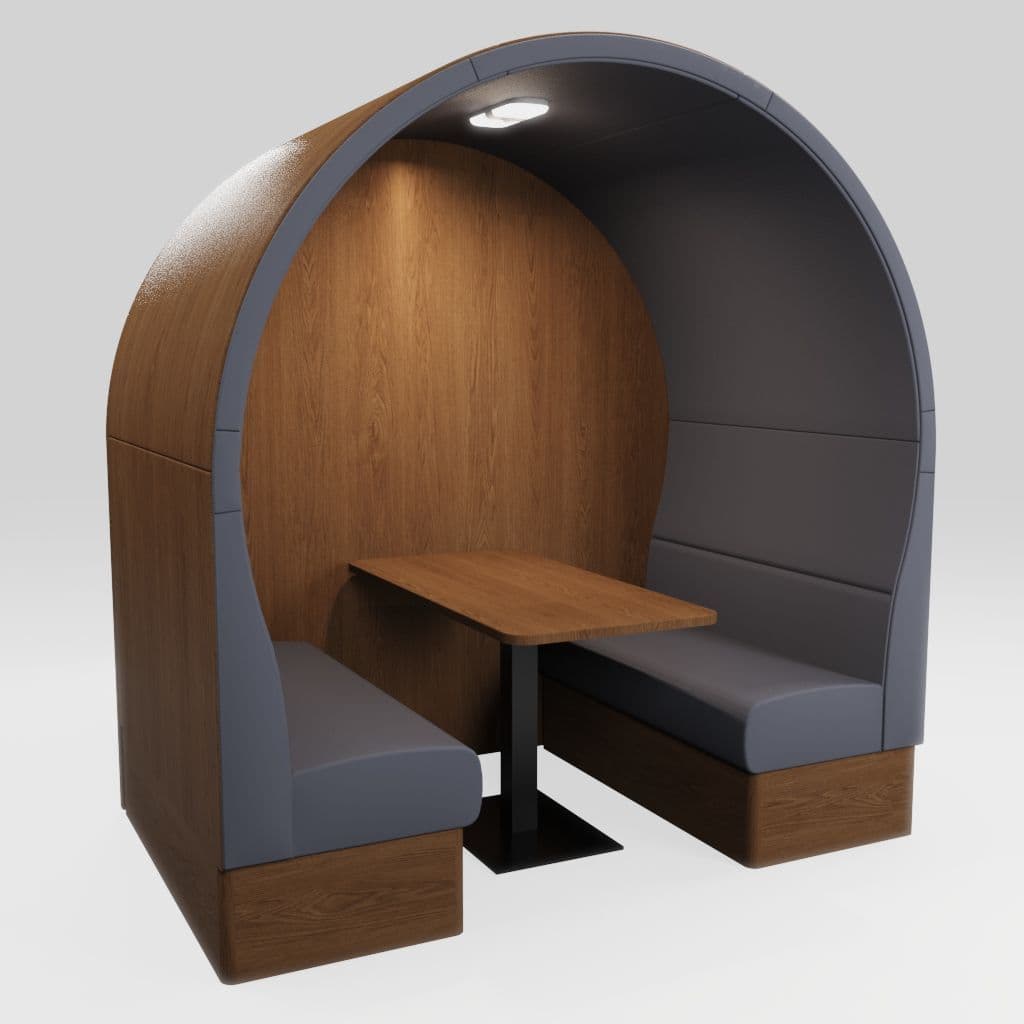 Serene Loop Acoustic Meeting Booth - Medium Walnut Closed Set ...
