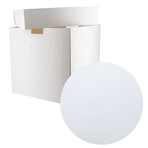 12 inch TALL White Wedding Cake Box & 12" Round Matt Masonite Board