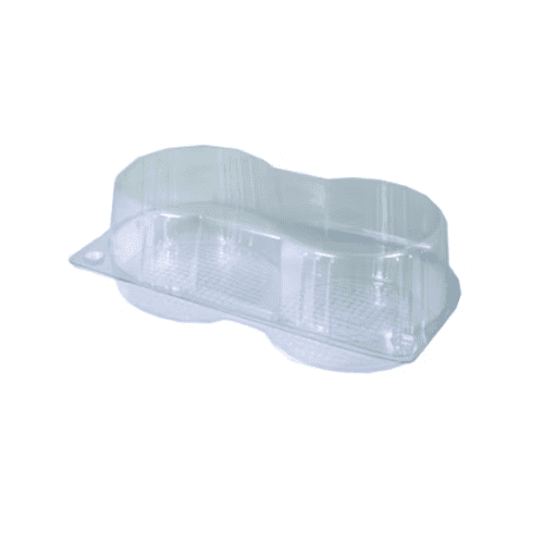 2 Cavity Deep Fill Hinged Plastic Container For Doughnuts & Pastries