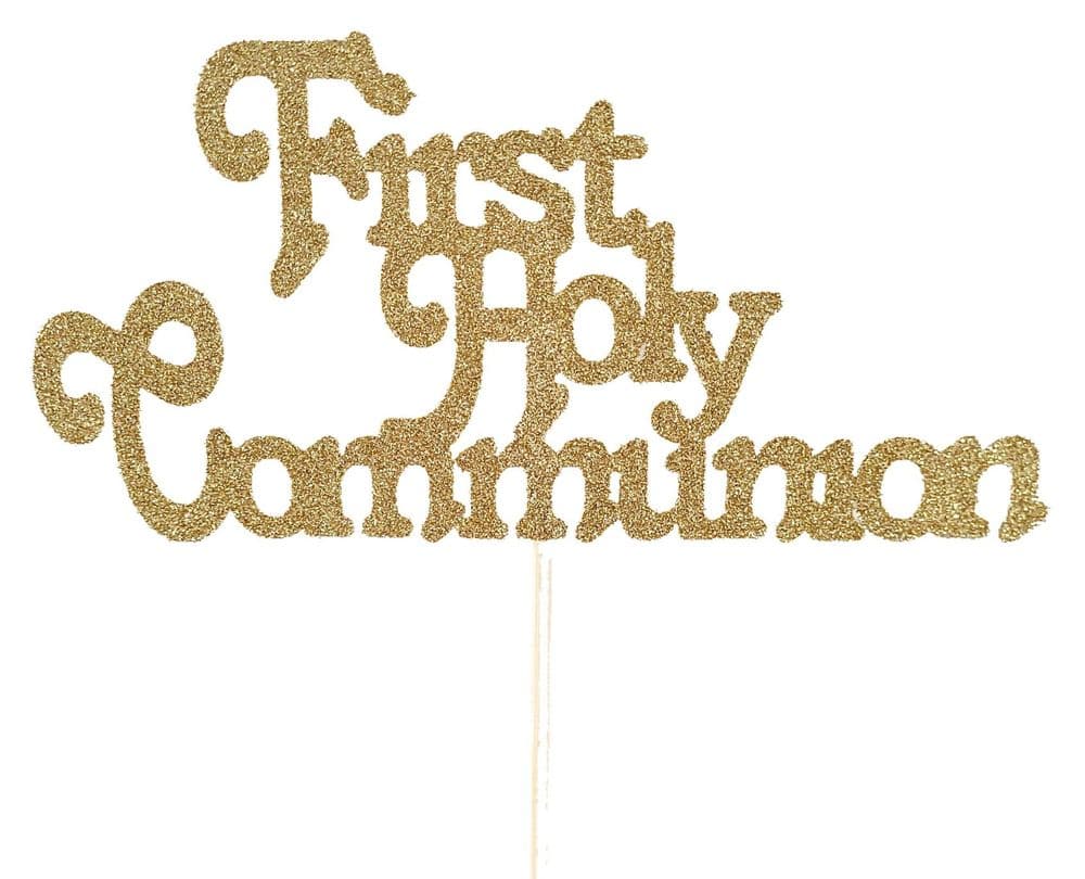 Kelsi Marsh - First Holy Communion Gold Glitter Cake Topper