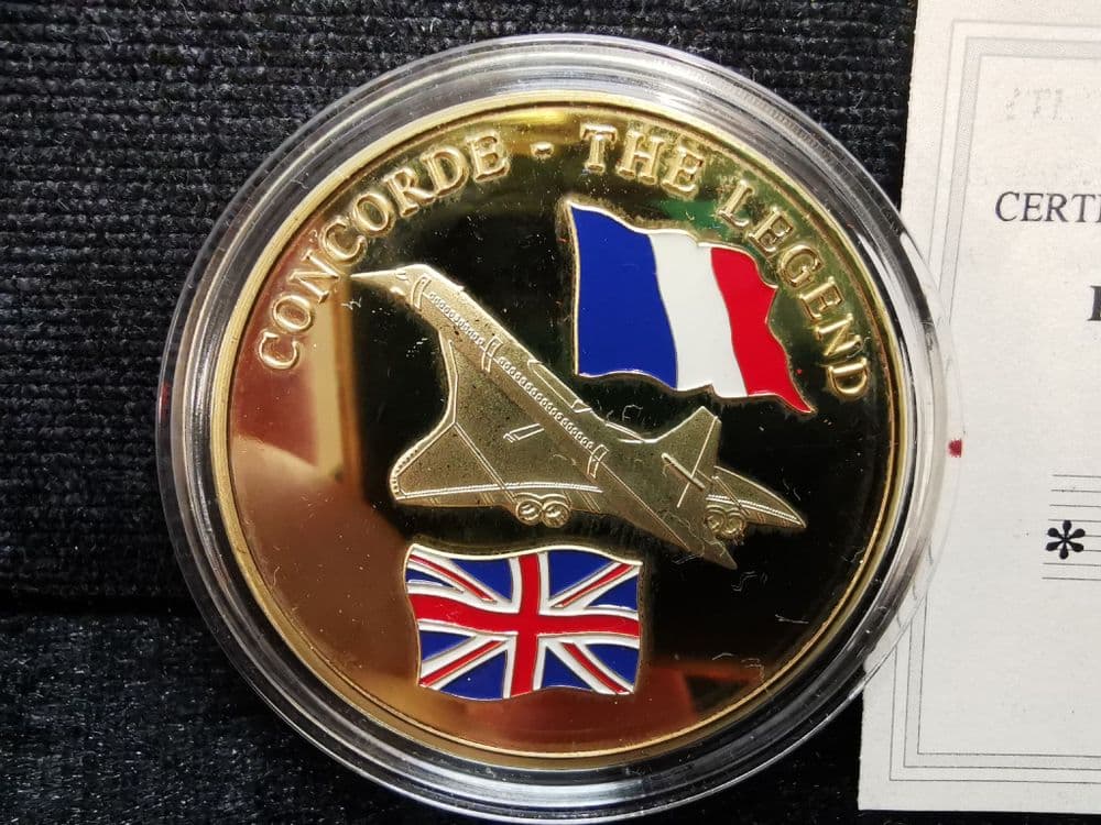 Aviation History 2009 Gold Plated Medal Concorde With COA OS1237